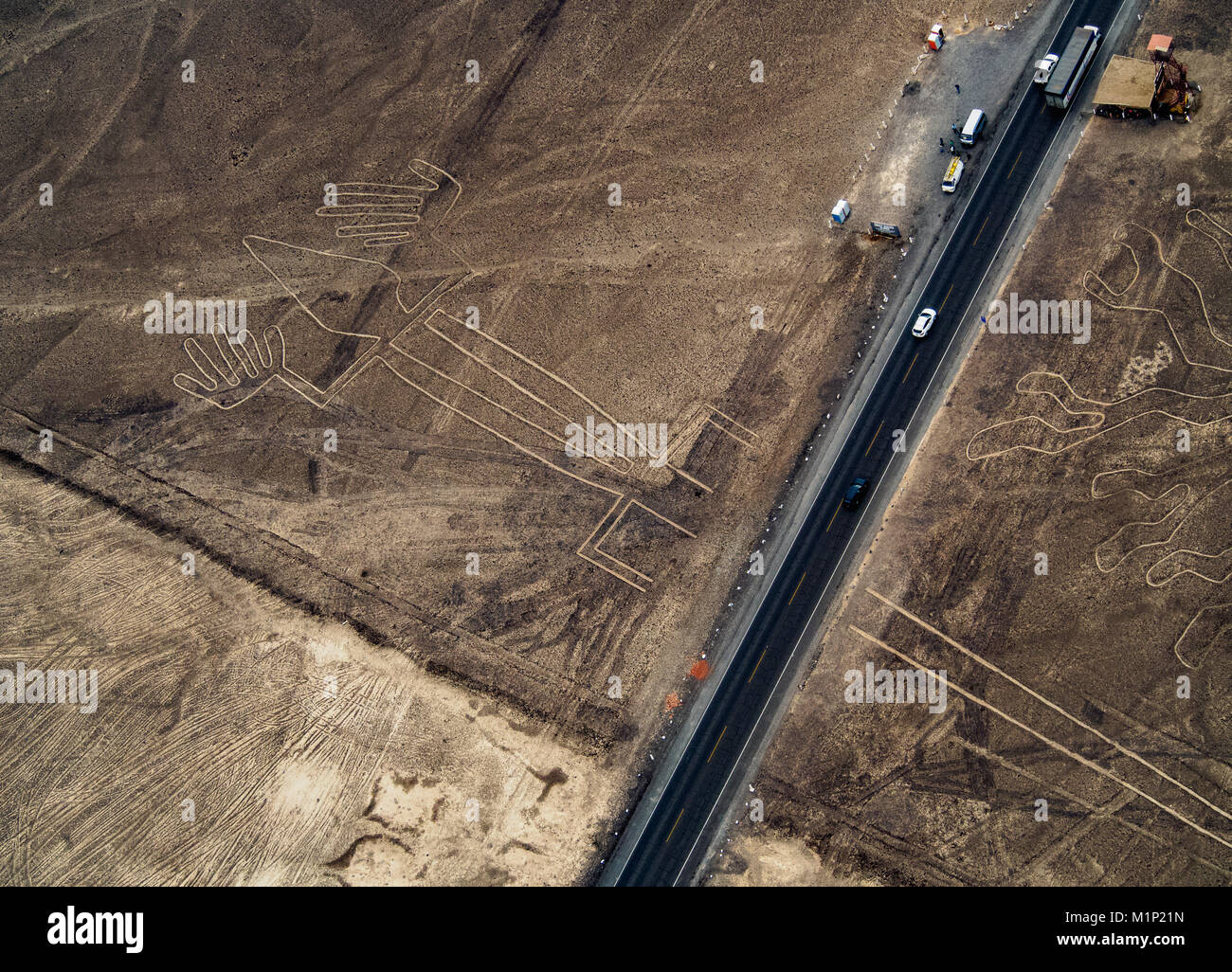 The Lizard Geoglyph, aerial view, Nazca, UNESCO World Heritage Site ...