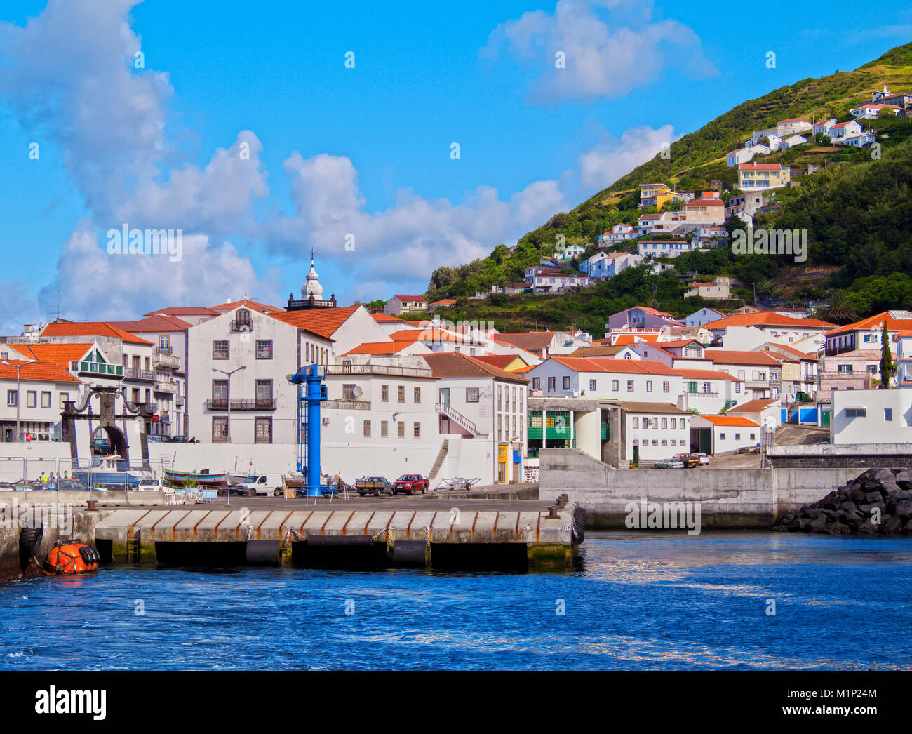 Velas seen from the ocean, Sao Jorge Island, Azores, Portugal, Atlantic ...
