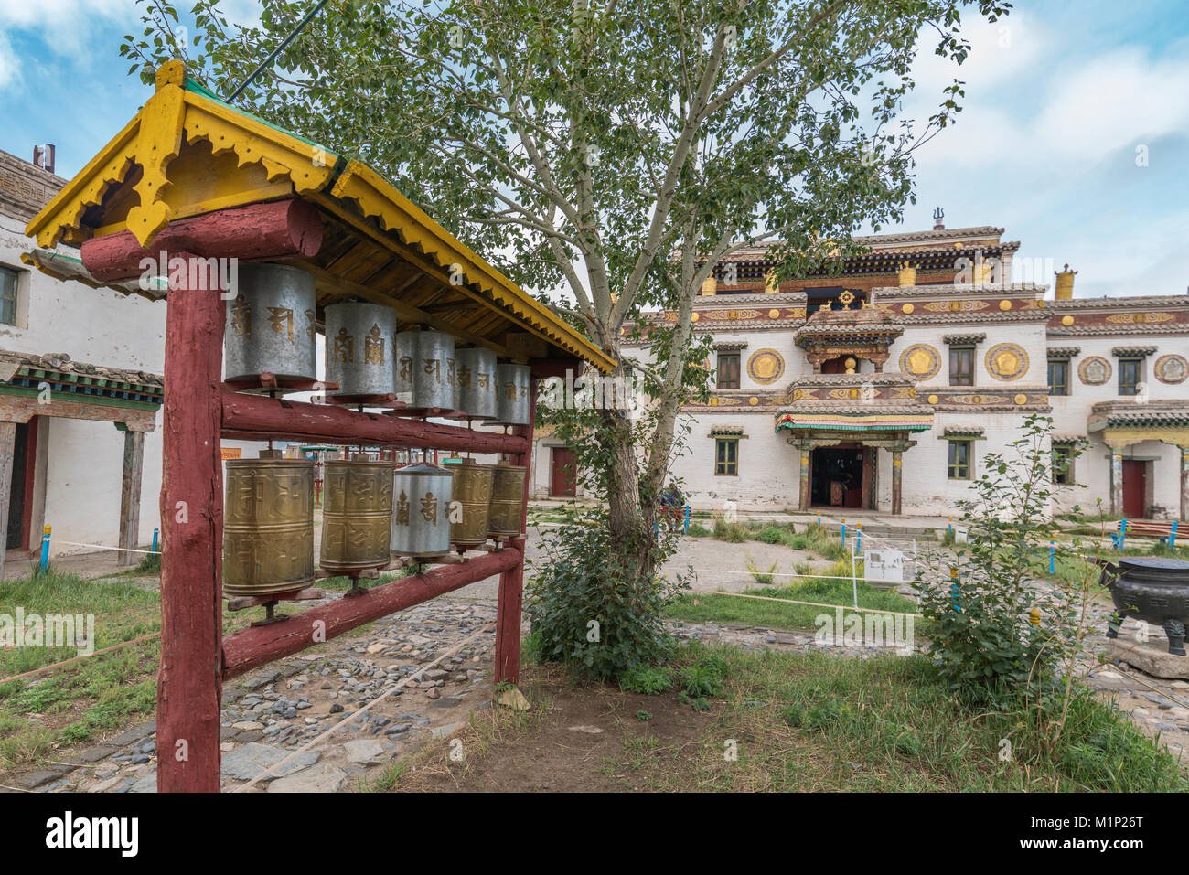 Prayer wheels in the gardens of Erdene Zuu Buddhist Monastery, Harhorin ...