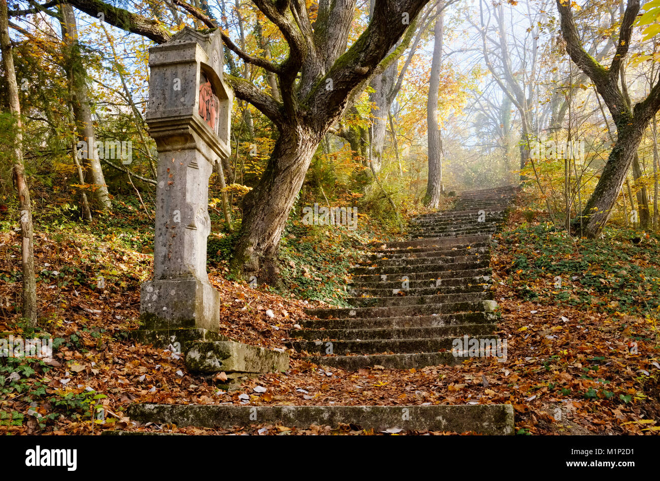 Stairway at the Kreuzberg,Dietfurt an der Altmühl,nature park Park ...