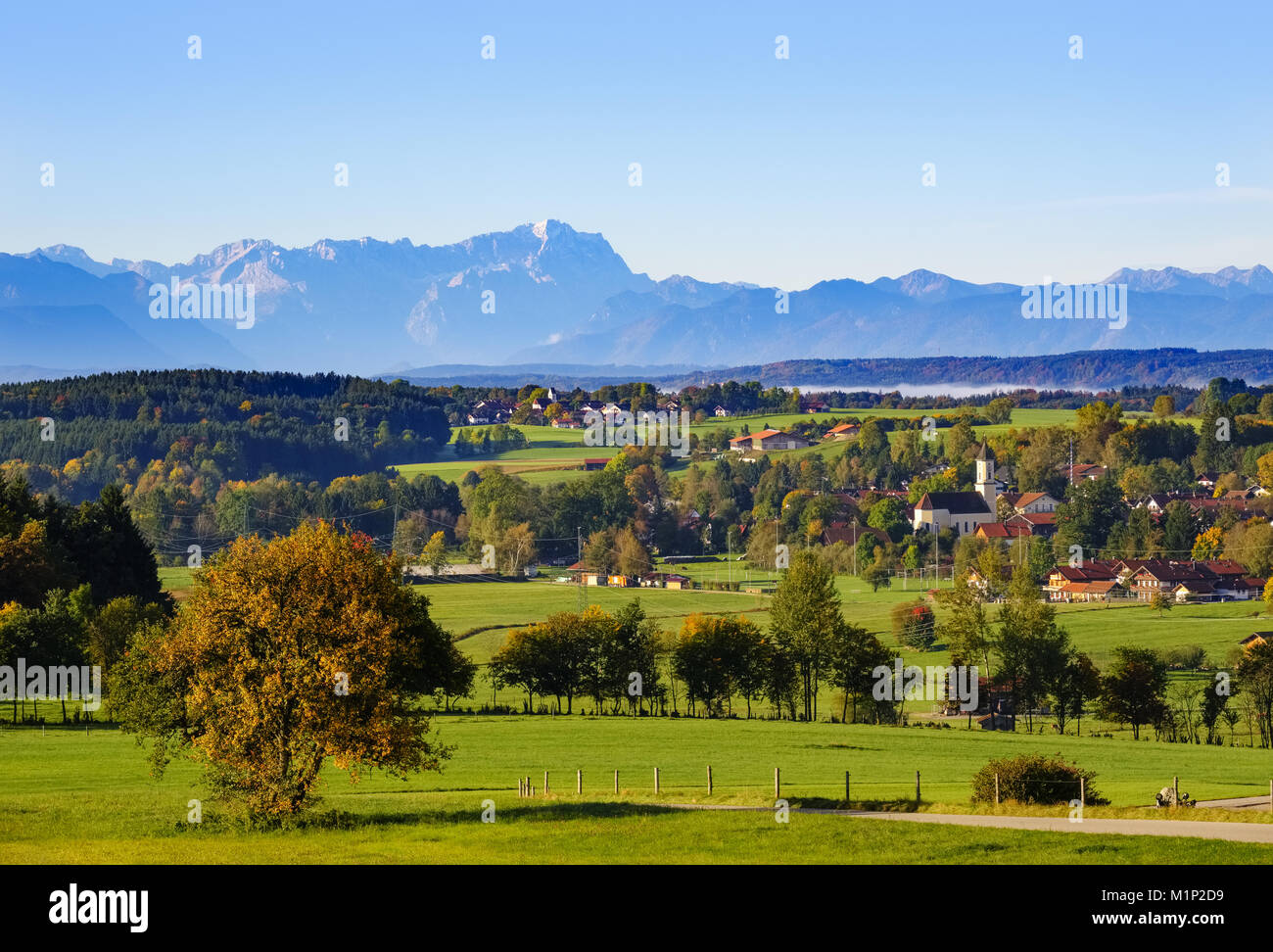 Neufahrn and Deining near Egling with Zugspitze,view from Ludwigshöhe ...