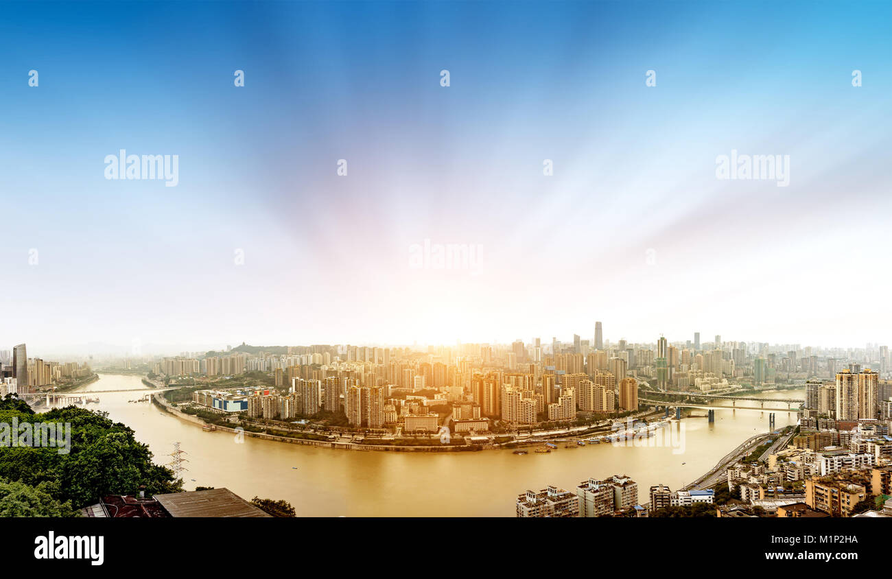 Aerial view of the Yangtze River and Chongqing city landscape Stock ...