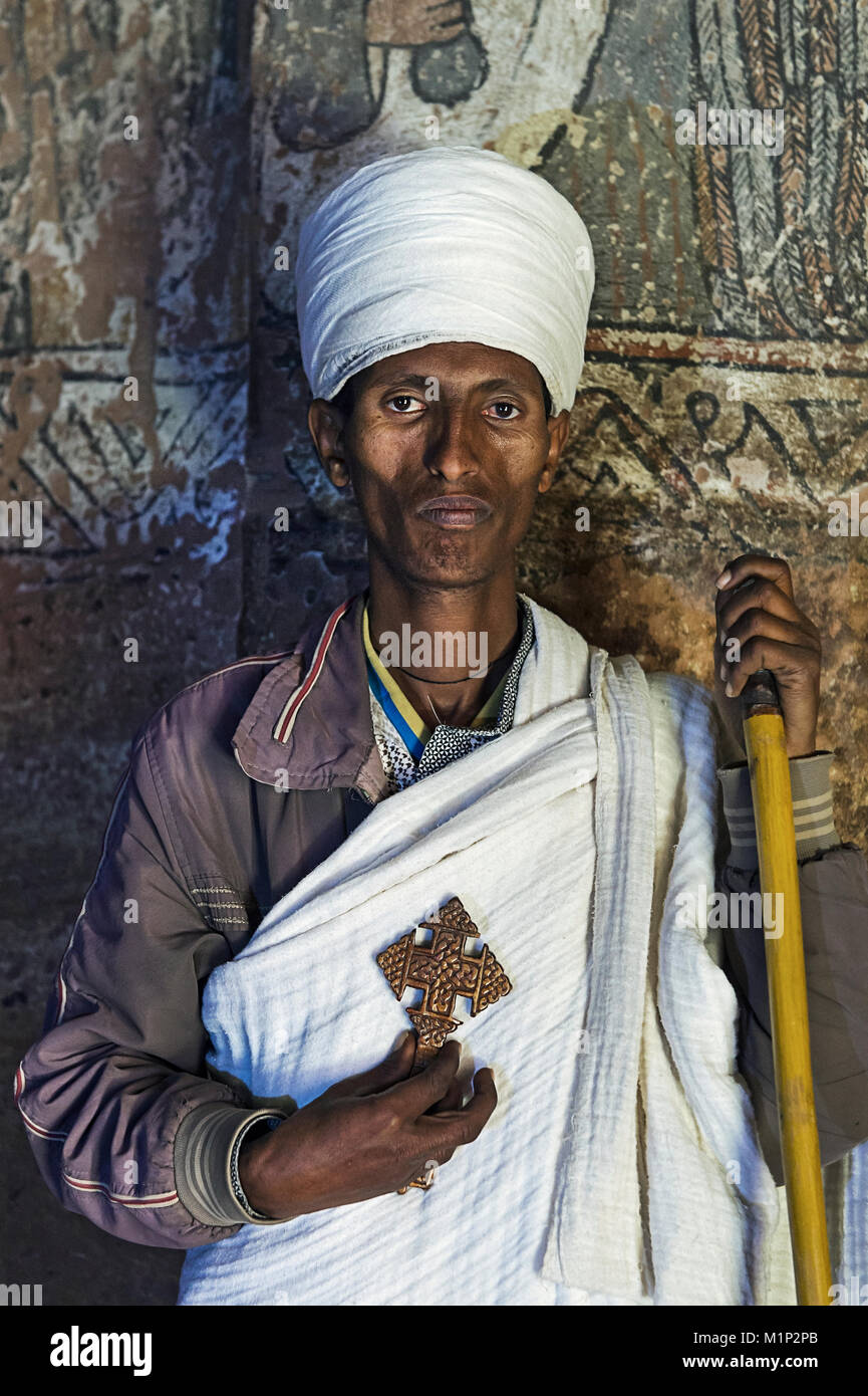 Orthodox priest of the rock church Abuna Yemata Guh,Gheralta Region ...