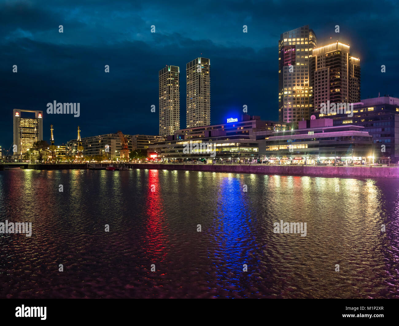 High-rise buildings at the south dock on the river Río de la Plata ...