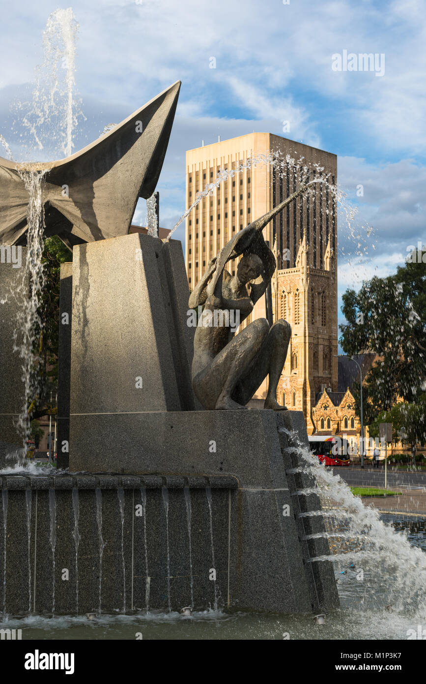 Three Rivers Fountain with St. Frances Xavier Cathedral to the rear ...
