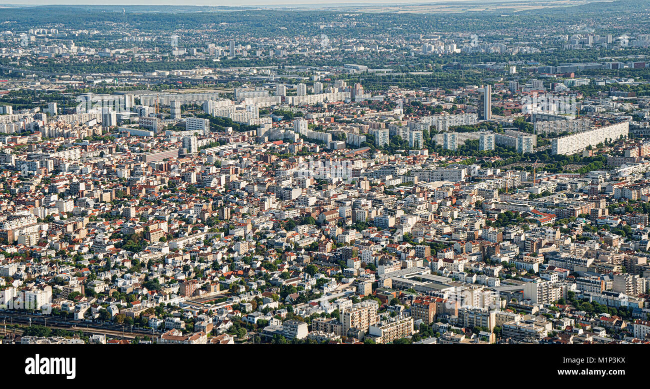 The suburbs of Paris with port area in the background and the huge ...