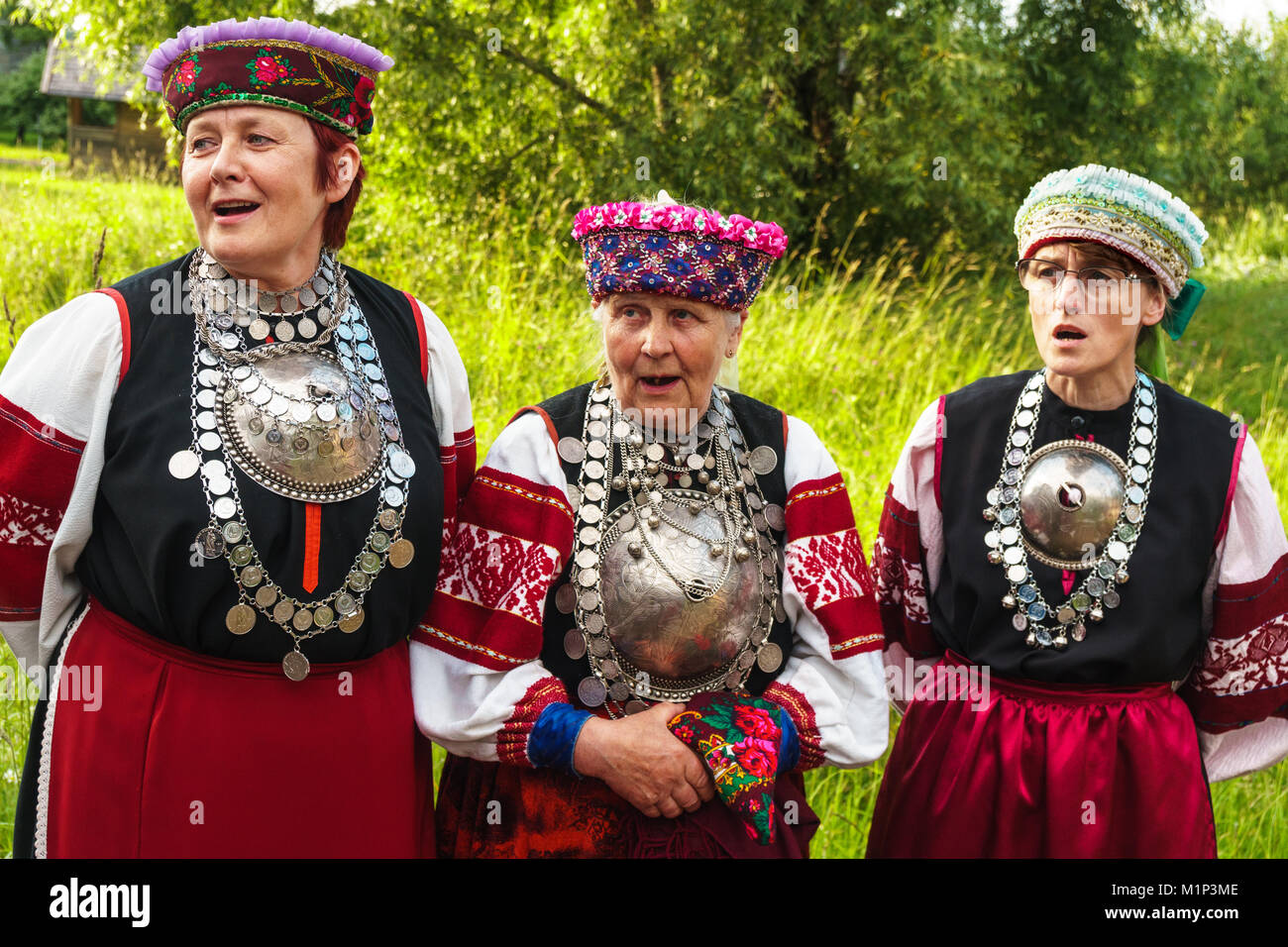 Three Seto women, singing polyphonically at a Feast Day, Uusvada ...