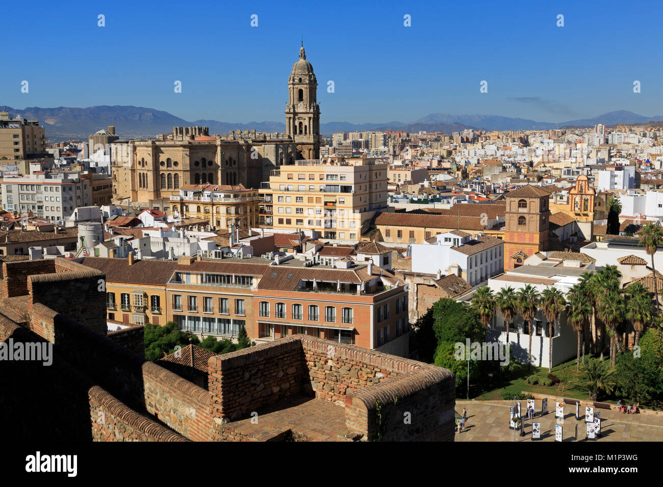 View from Alcazaba Palace, Malaga, Andalusia, Spain, Europe Stock Photo ...