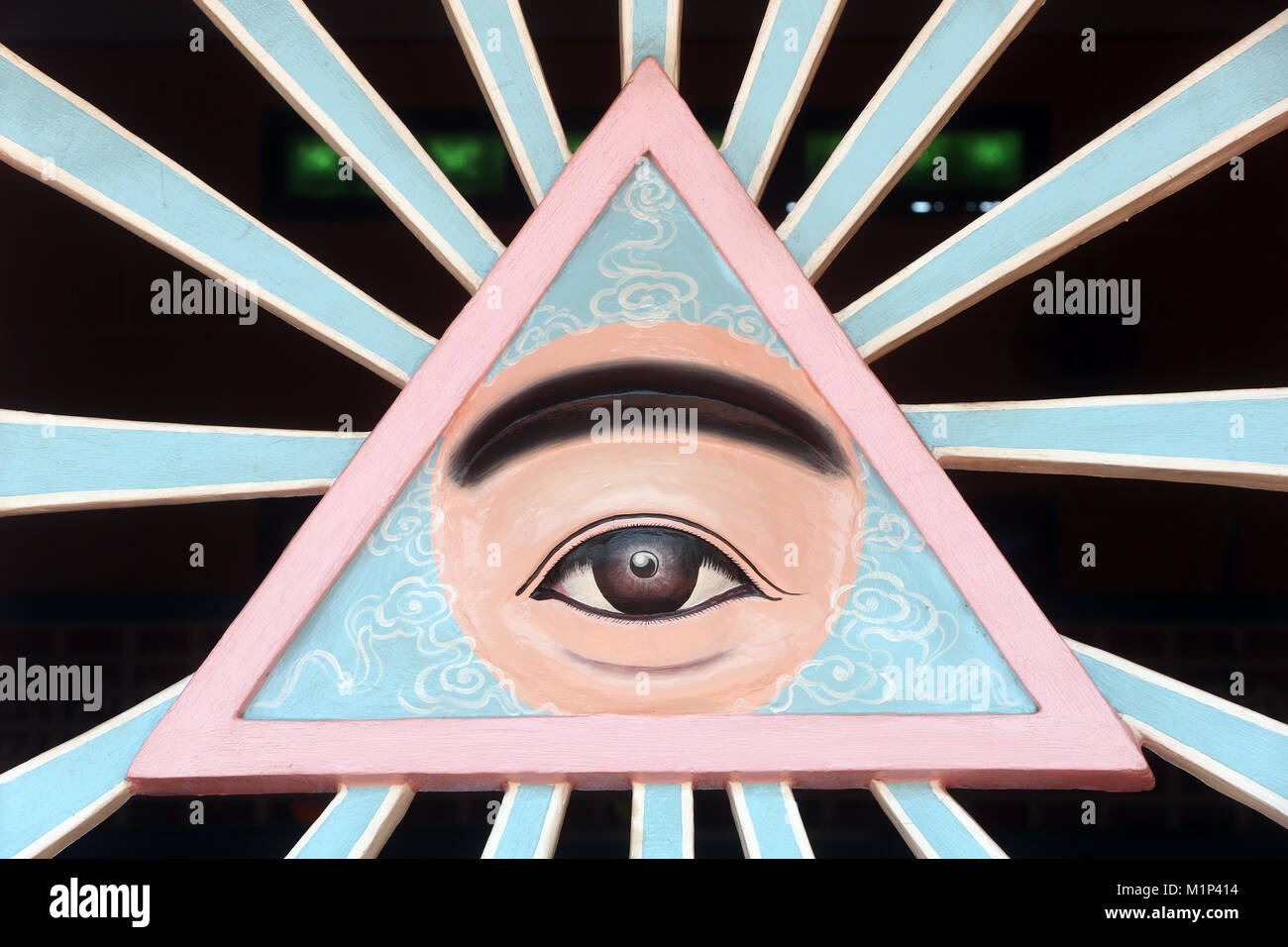 The Divine Eye, sacred symbol of Caodaism, Cao Dai Holy See Temple, Tay ...