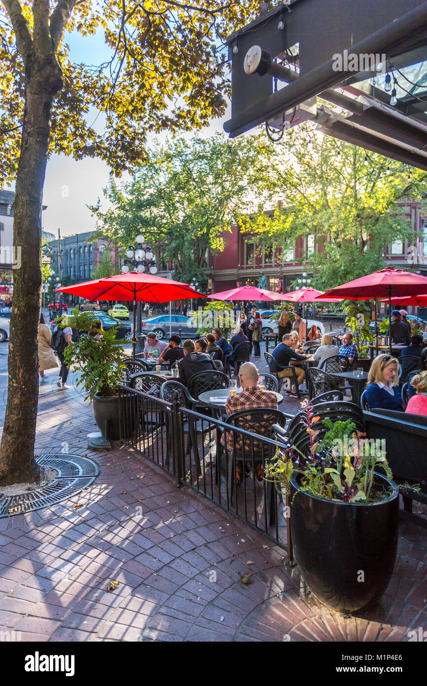 Cafe and bar in Maple Tree Square in Gastown, Vancouver, British ...