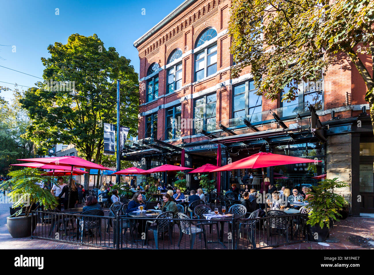Cafe and bar in Maple Tree Square in Gastown, Vancouver, British ...