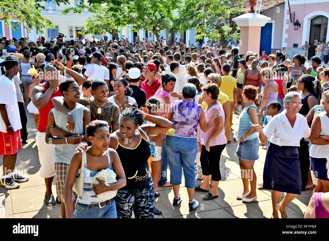 REMEIDOS, CUBA, MAY 7, 2009. Lots of people in a town festival, in ...