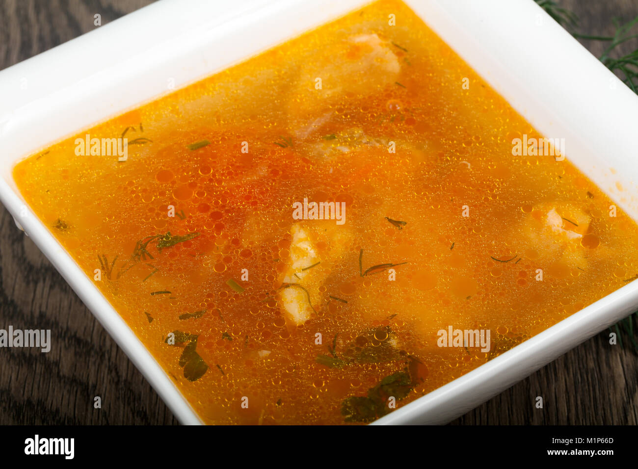 Salmon fish soup Stock Photo - Alamy