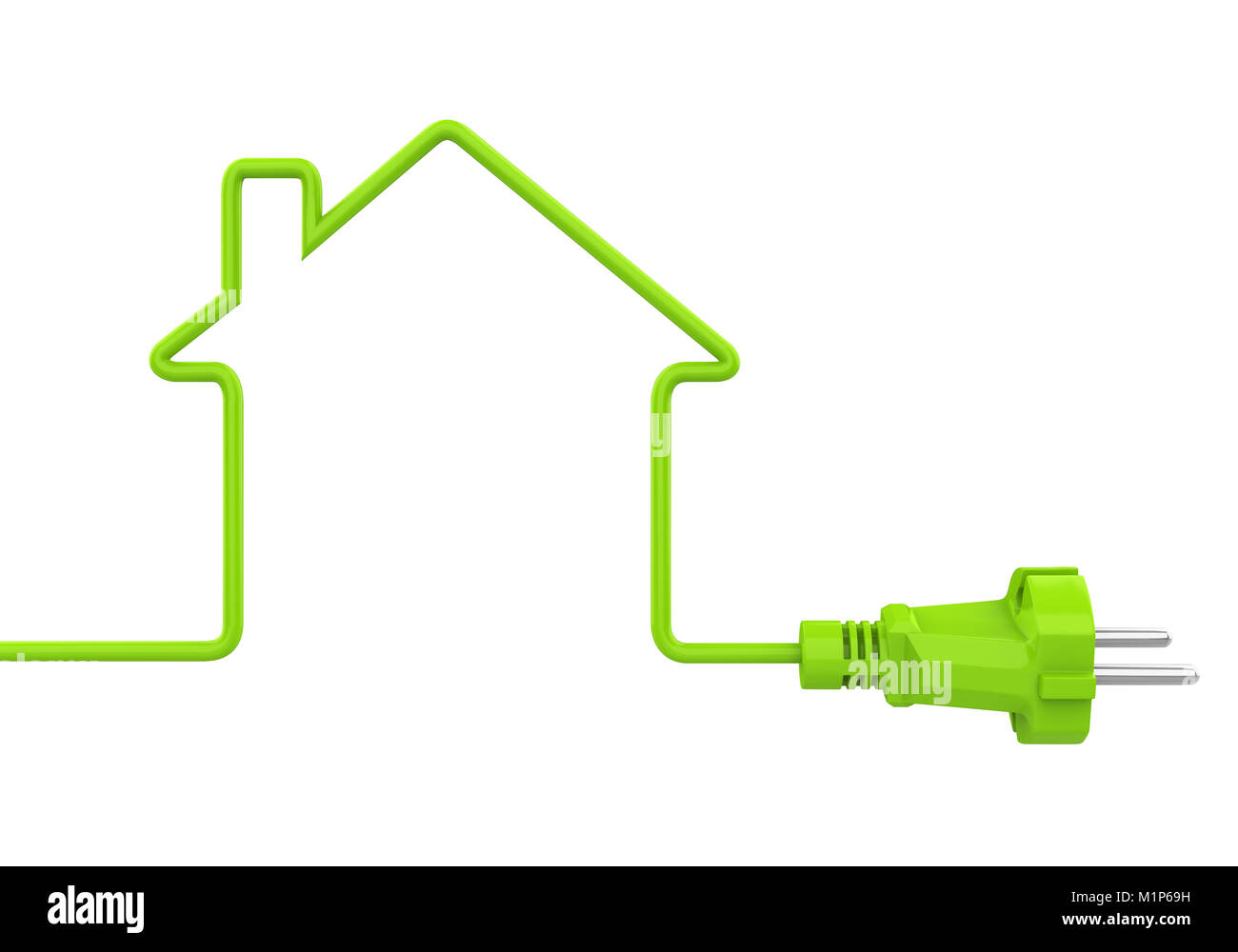 Green Power Plug House Shaped Isolated Stock Photo - Alamy