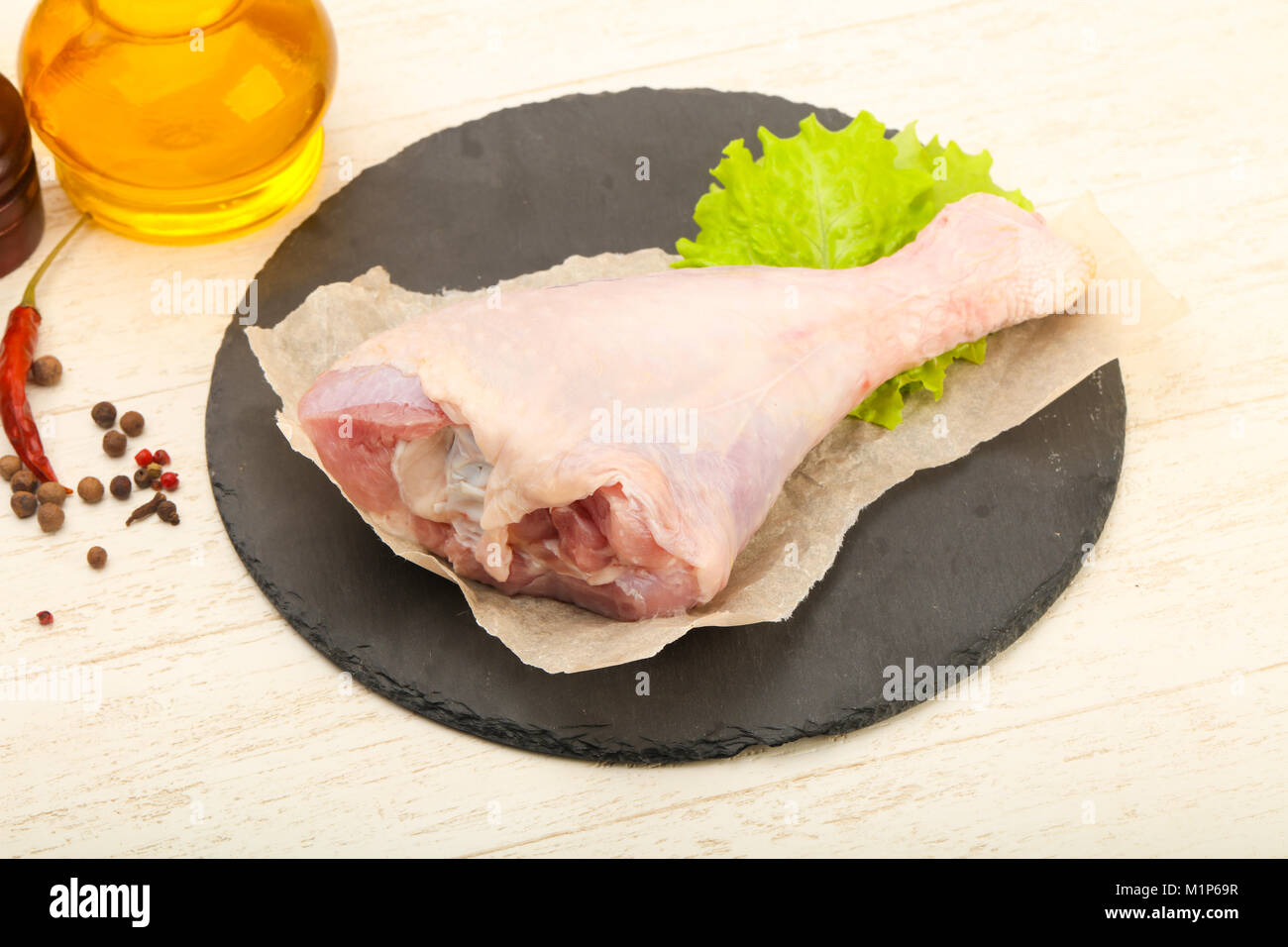 Raw Turkey leg ready for cooking Stock Photo - Alamy