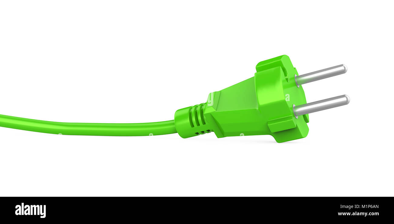 Green Power Plug Isolated Stock Photo - Alamy