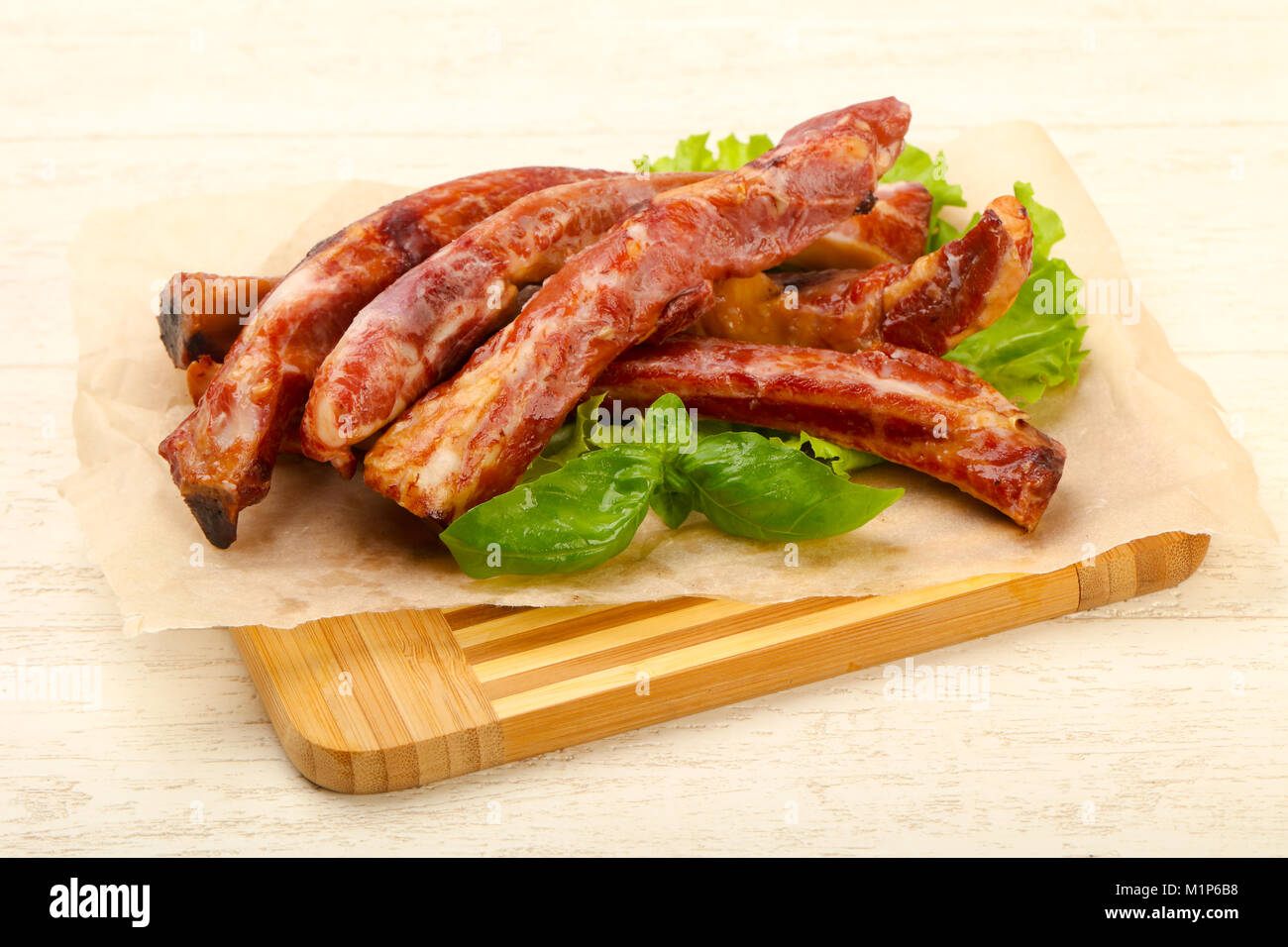 Smoked pork ribs snack Stock Photo - Alamy