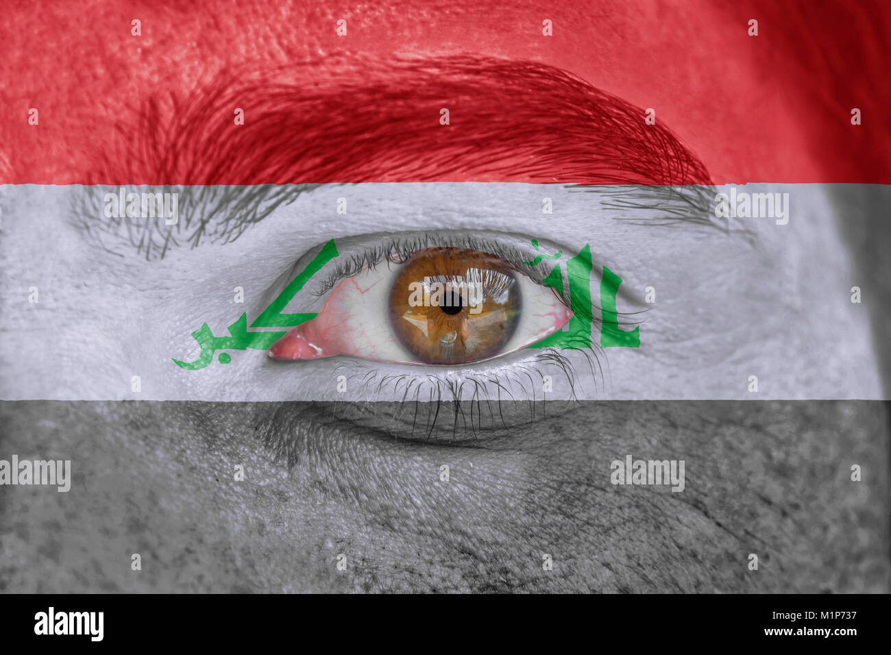 Human face and eye painted with flag of Iraqi Stock Photo - Alamy