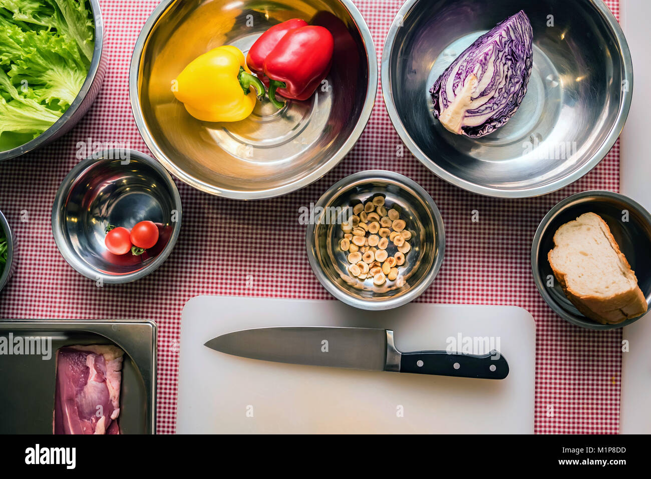 Top view table with food for cooking Stock Photo - Alamy