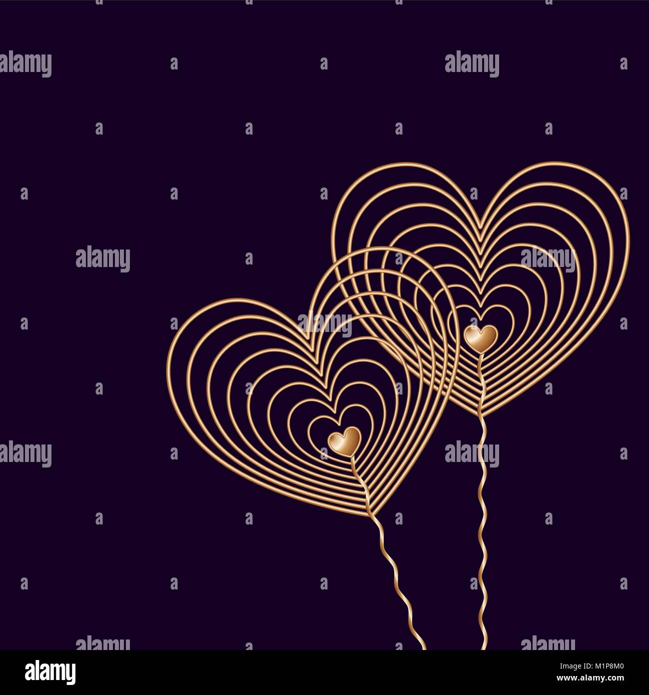 Two gold hearts on Stock Vector Images - Alamy