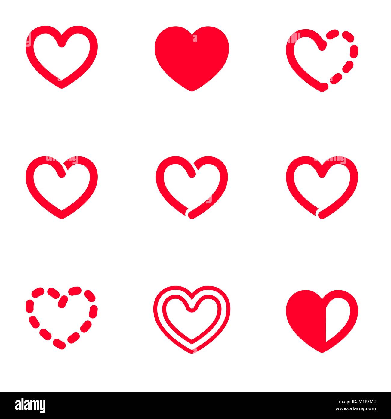 Set of bold line graphic heart symbols Stock Vector Image & Art - Alamy