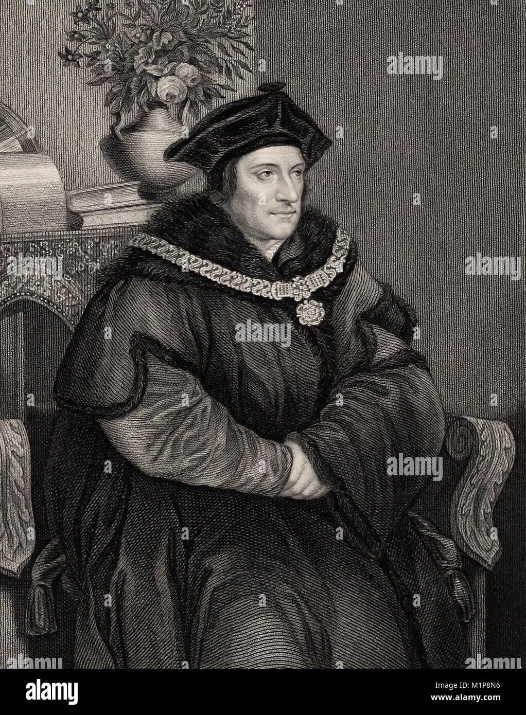 Portrait of thomas More - British engraving Stock Photo - Alamy