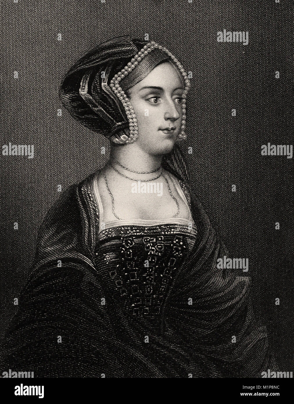 Portrait of Anne Bullen - British engraving Stock Photo - Alamy