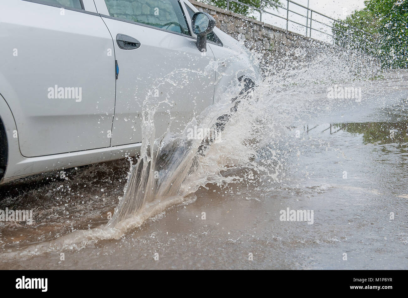 driving on flooded road Stock Photo - Alamy