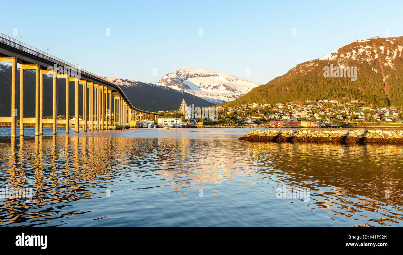 A view of Tromsdalen with the Tromsø bridge, The Arctic Cathedral and ...