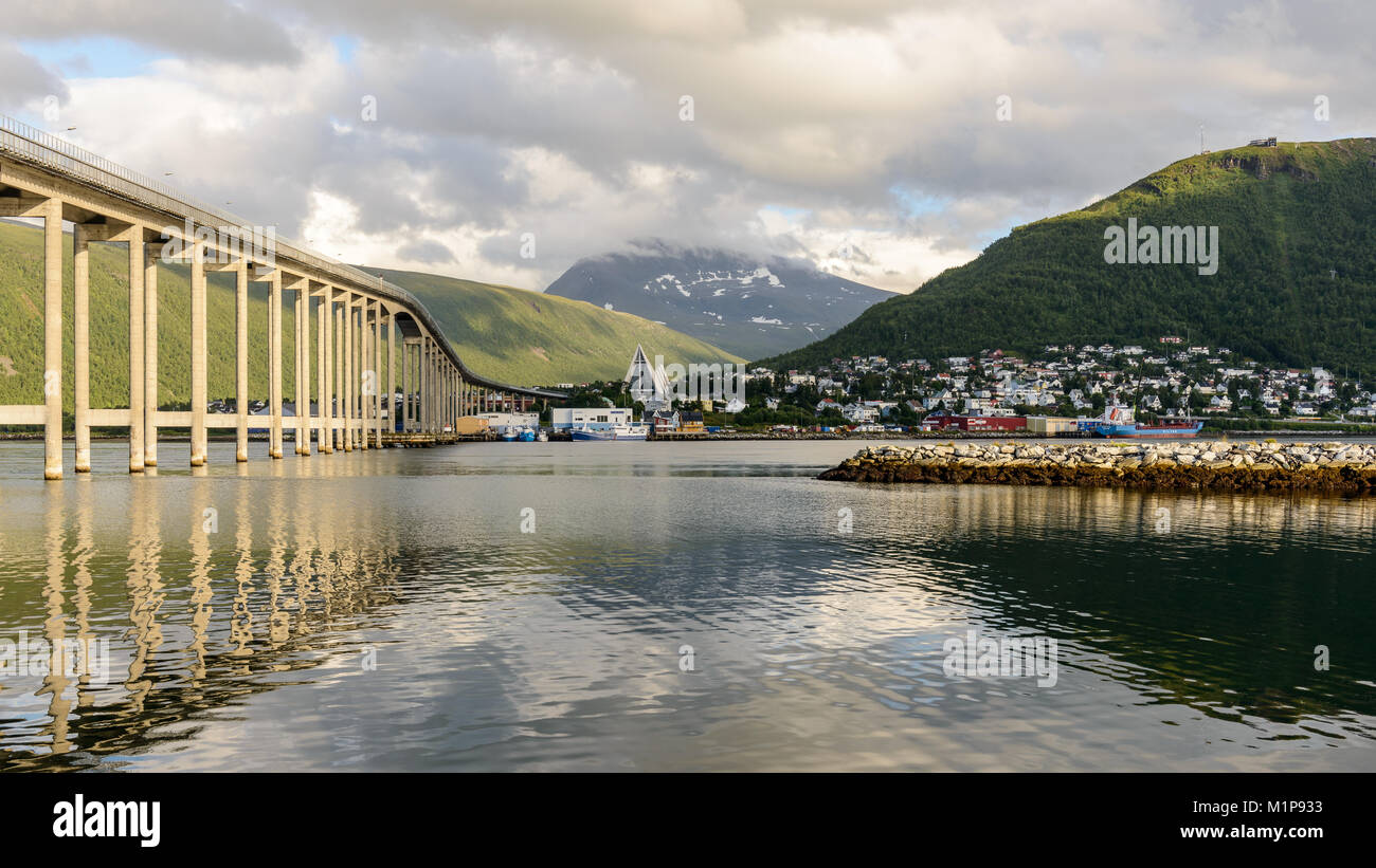 A view of Tromsdalen with the Tromsø bridge, The Arctic Cathedral and ...