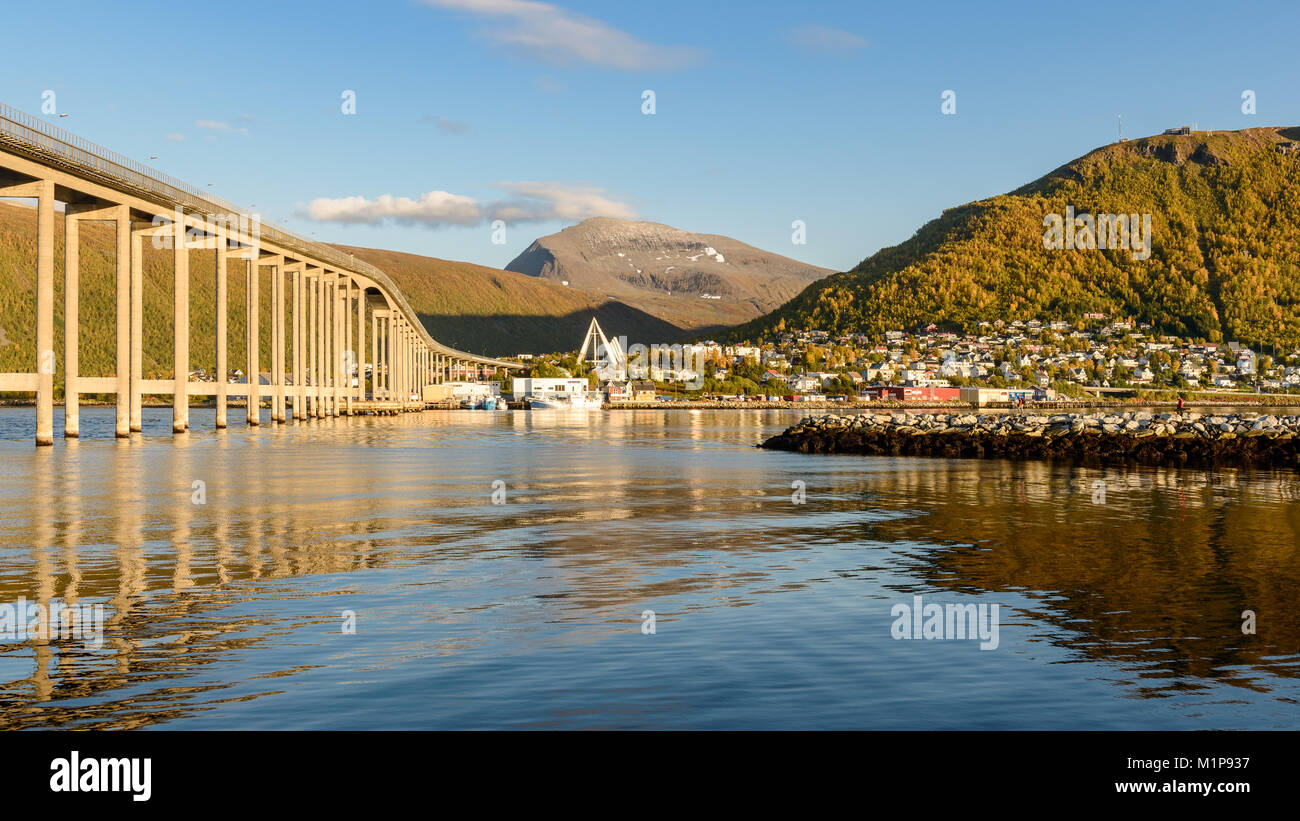 A view of Tromsdalen with the Tromsø bridge, The Arctic Cathedral and ...
