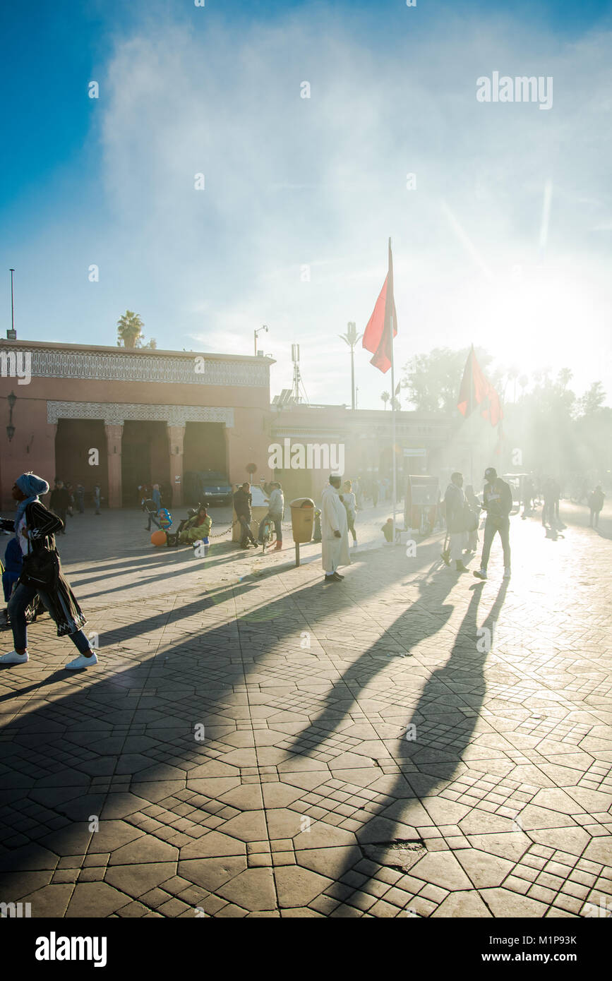 Marrakech,Morocco - January 2018: People walking on famous Jamma el Fna ...