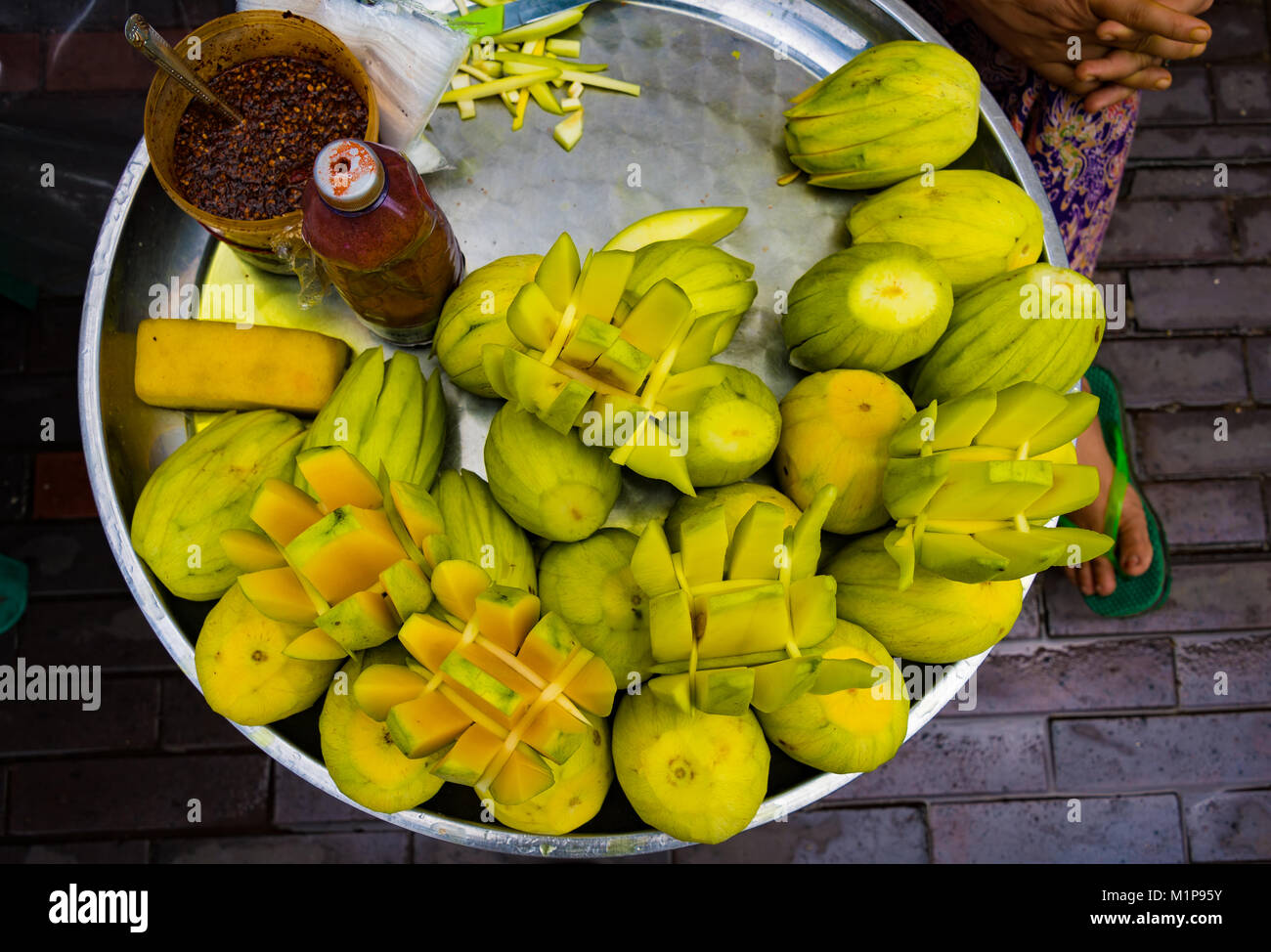 Mango for sale in a street market, Yangon, Myanmar Stock Photo - Alamy