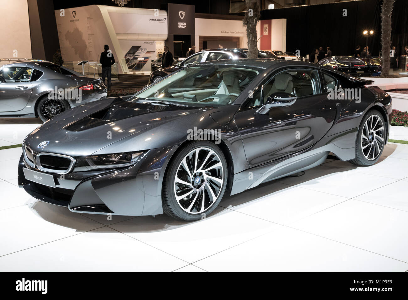 BRUSSELS - JAN 10, 2018: BMW i8 electric sports car shown at the ...