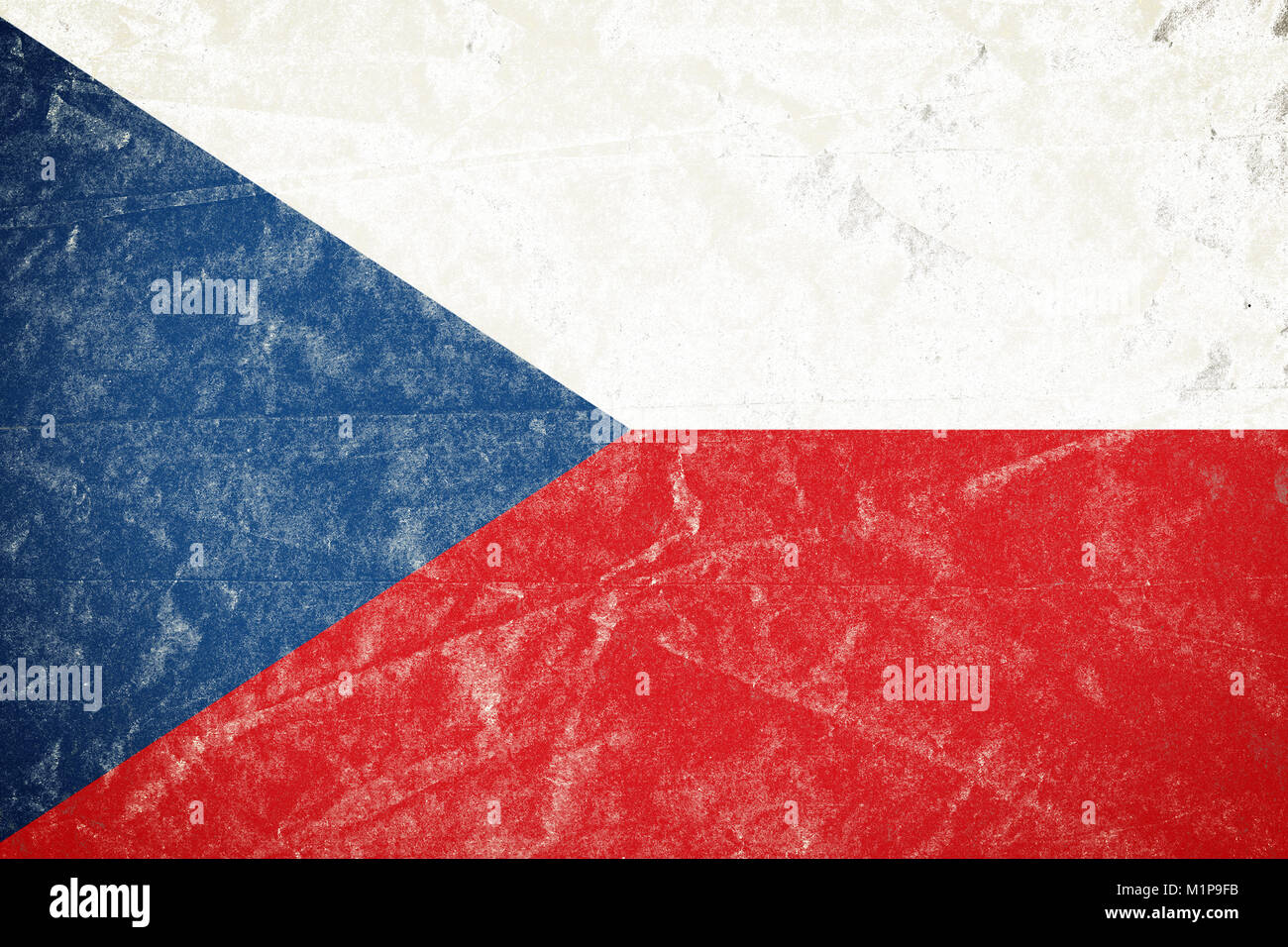 Realistic illustration of Czech Republic flag on torned, wrinkled ...