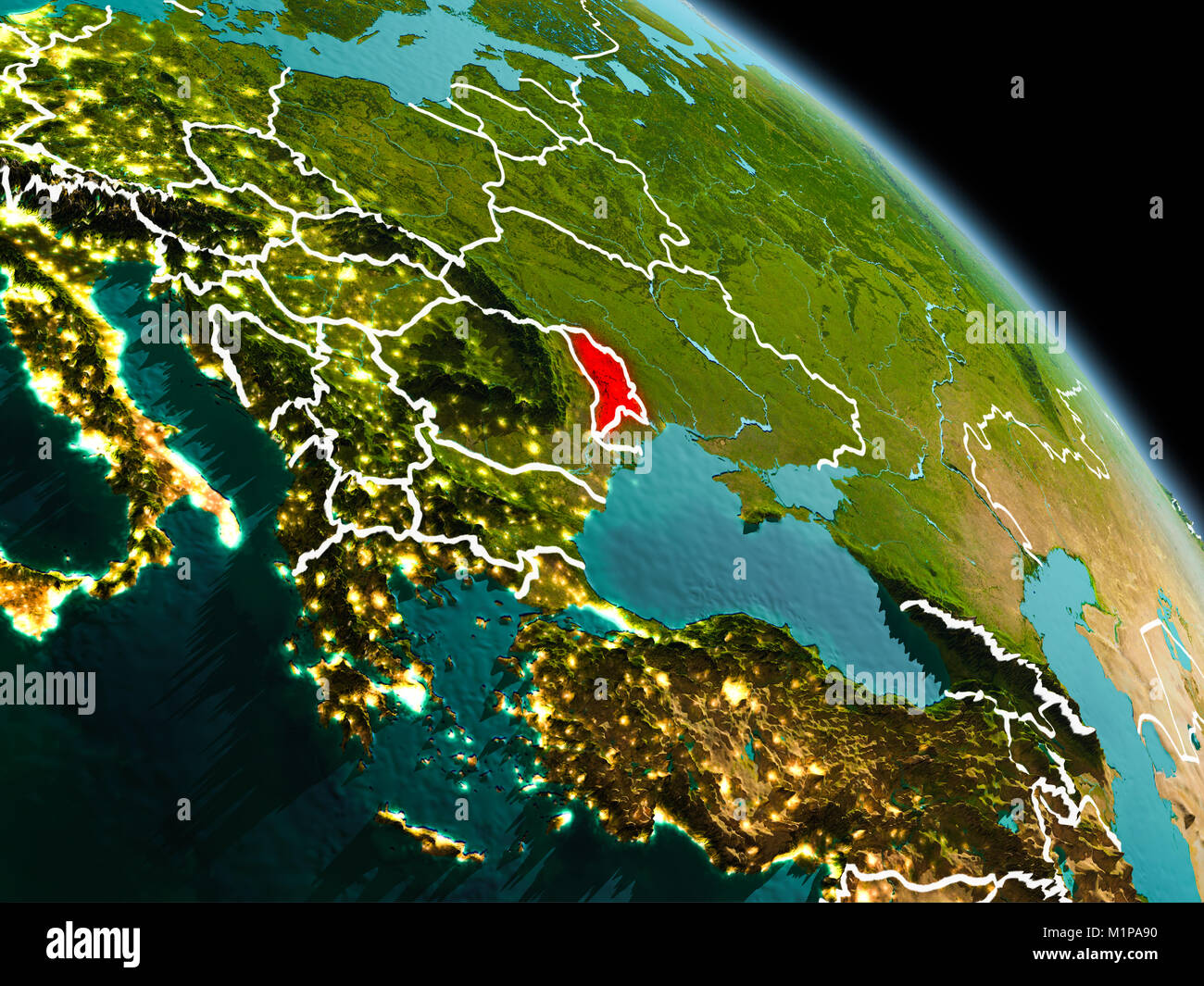 Highlighted satellite image of moldova hi-res stock photography and ...