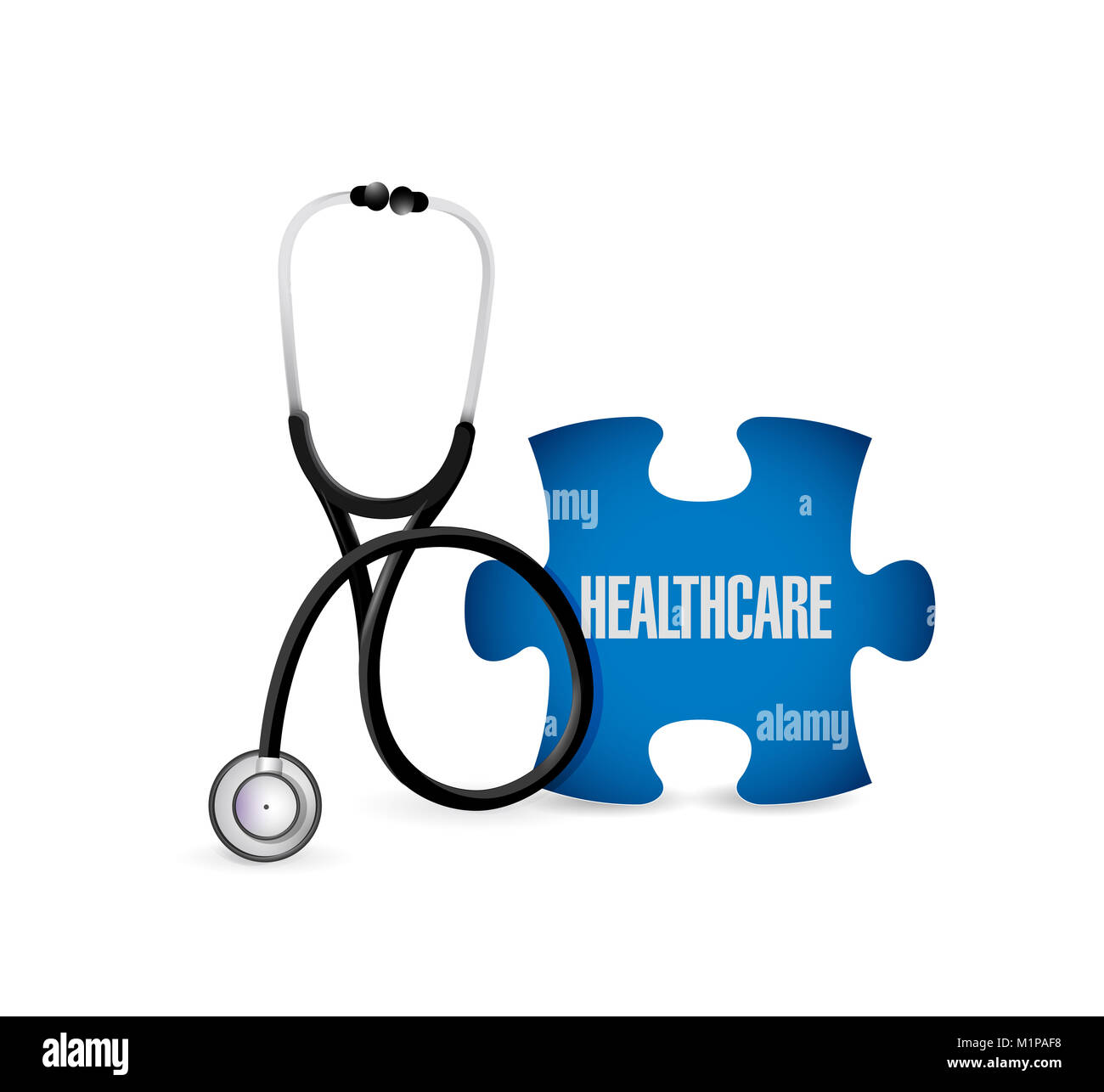 Medical concept with stethoscope,piece of puzzle with HEALTH CARE ...