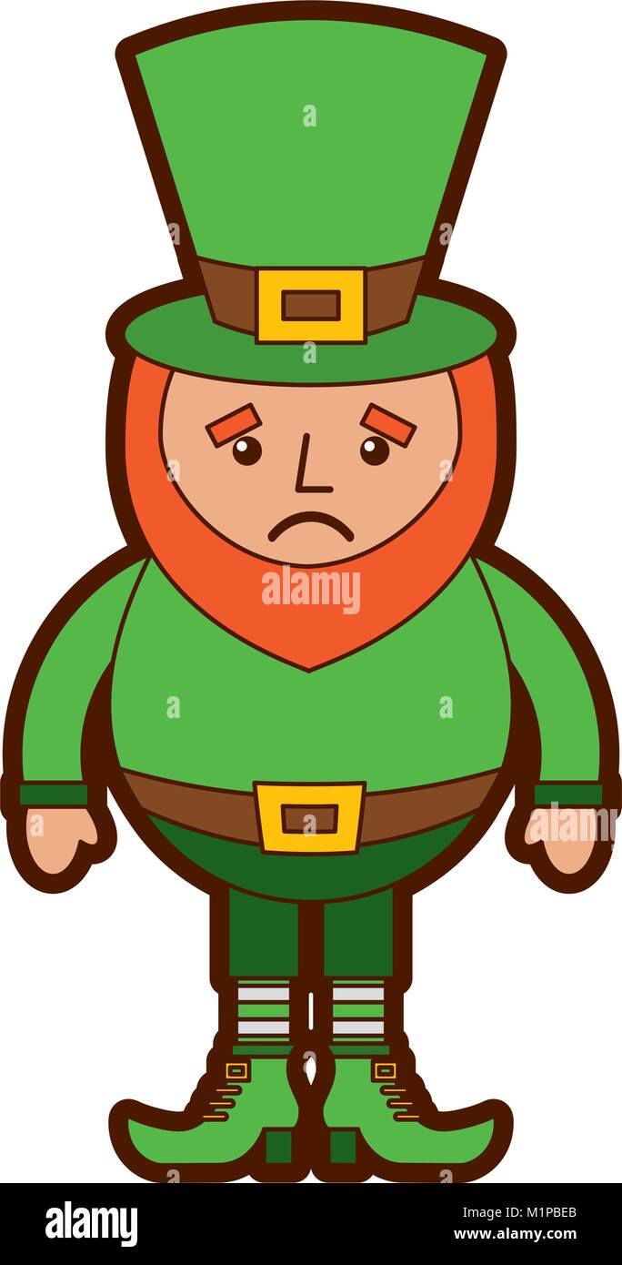 leprechaun sad cartoon st patricks day character vector illustration ...