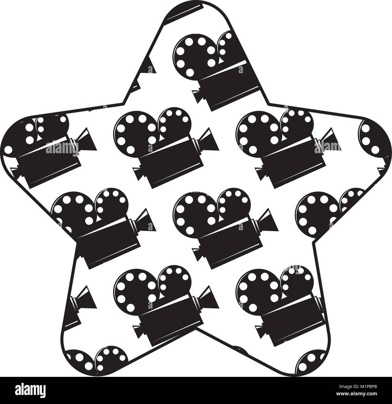 label star with film cinema movie projector vector illustration Stock ...