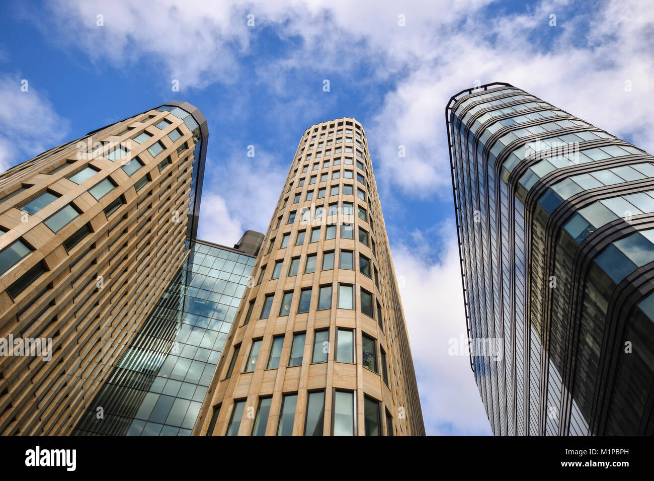 Three skyscrapers modern building, detailed background structure Stock ...