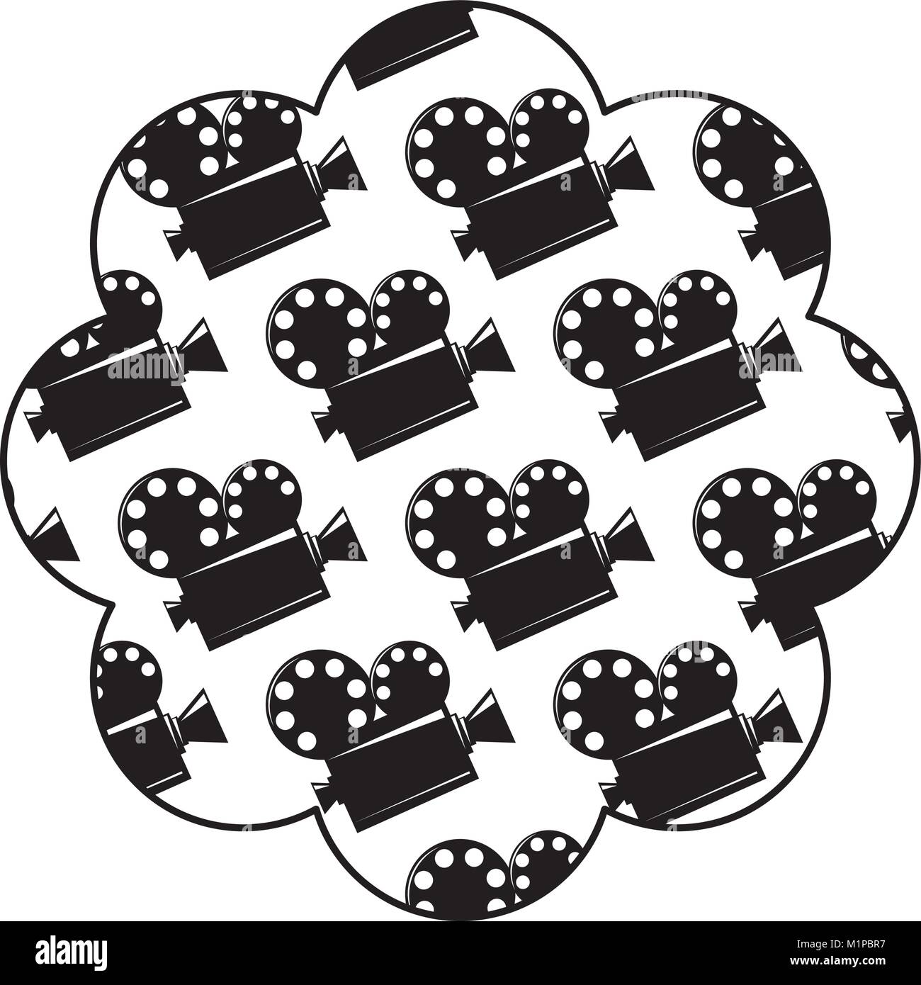 label with film cinema movie projector vector illustration Stock Vector ...