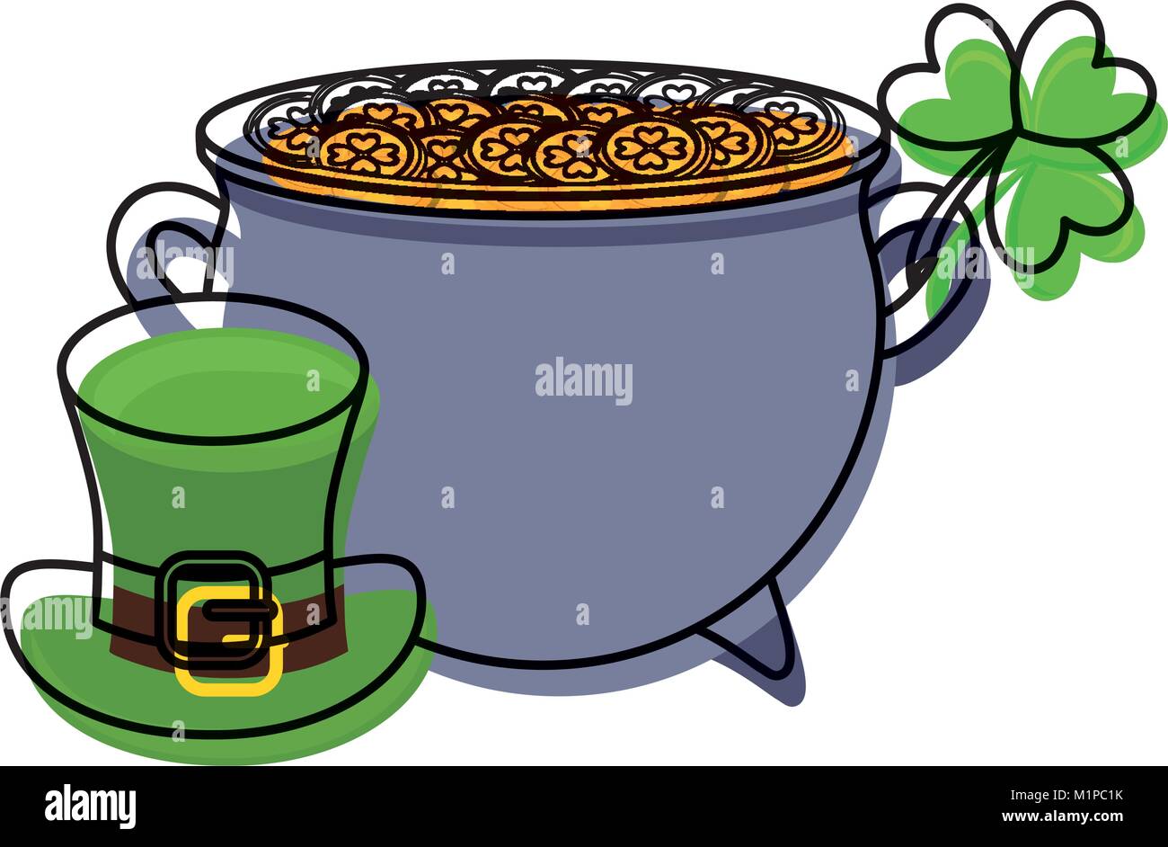 Gold clover four leaves Stock Vector Images - Alamy