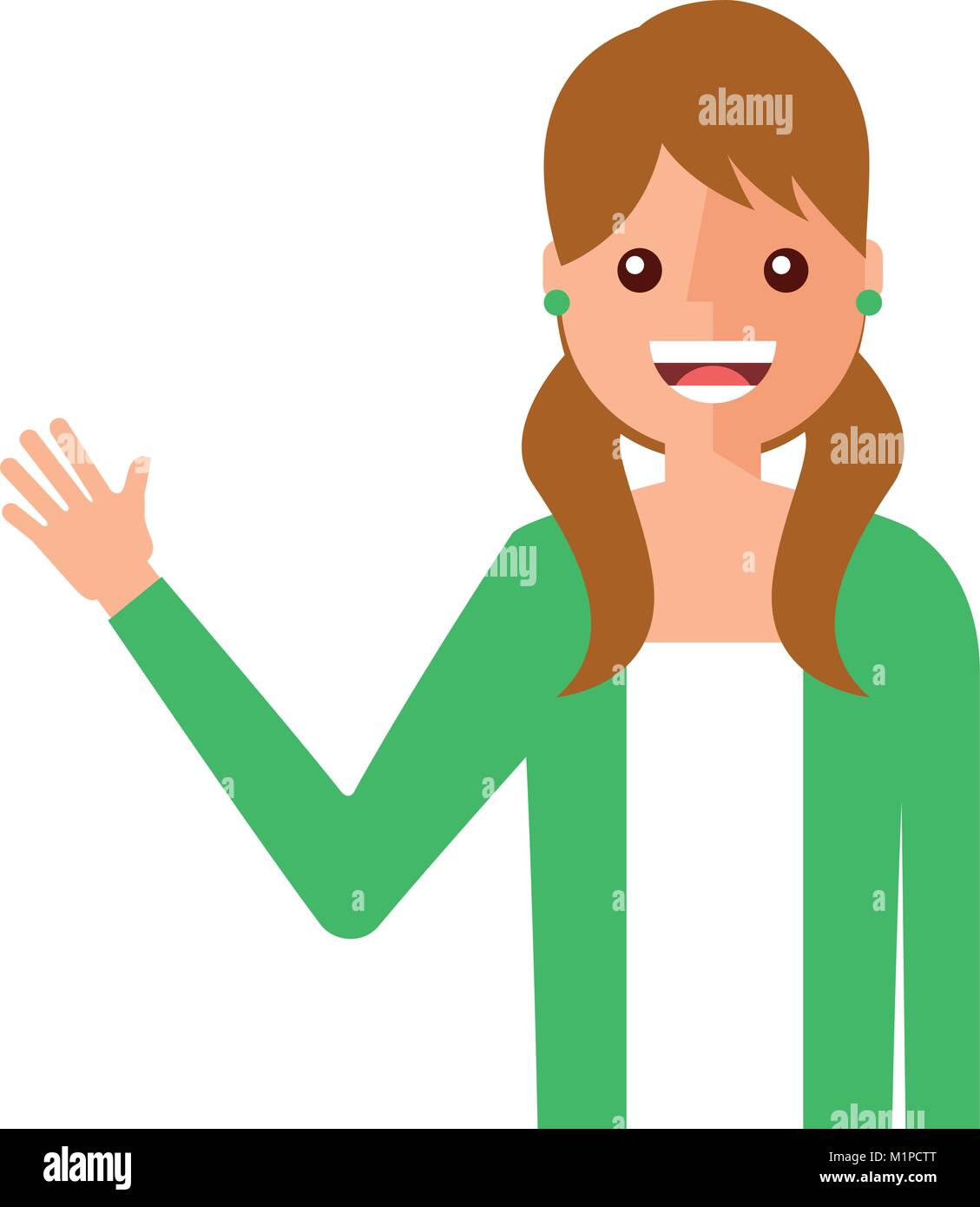 young woman waving happy avatar character Stock Vector Image & Art - Alamy