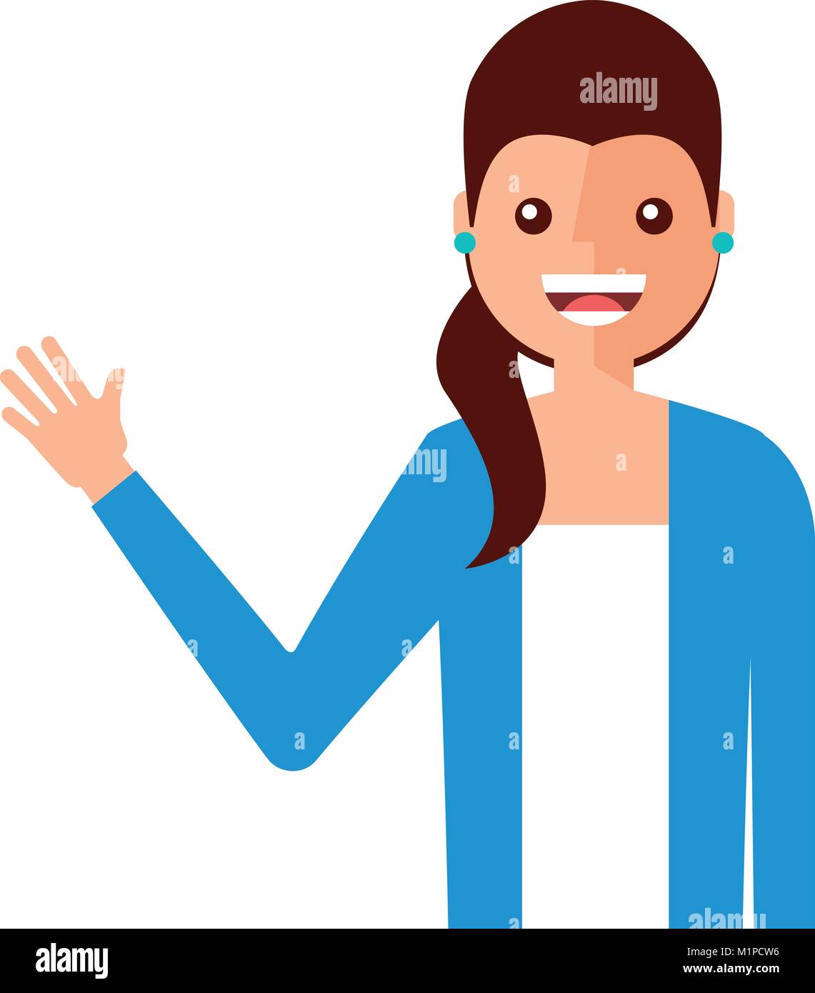 young woman waving happy avatar character Stock Vector Image & Art - Alamy