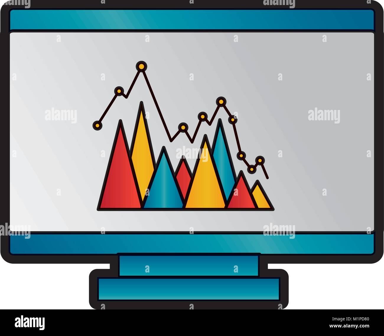 graph chart on computer screen icon image Stock Vector Image & Art - Alamy