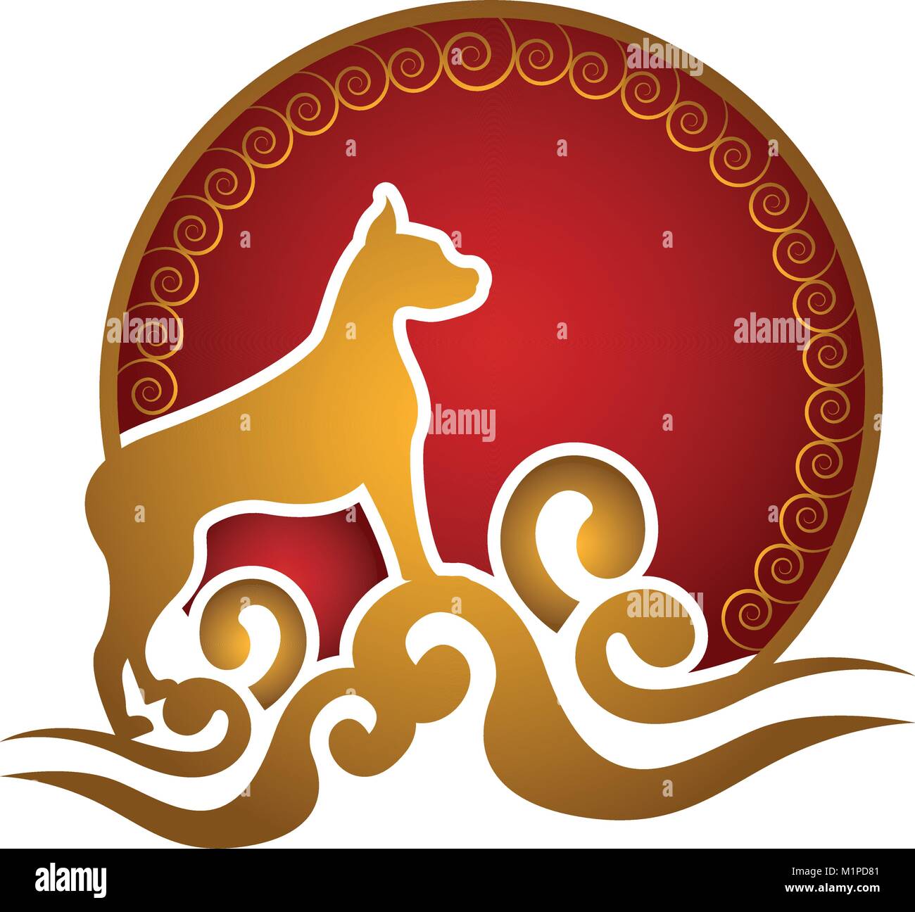 Chinese label with dog silhouette Stock Vector Image & Art - Alamy