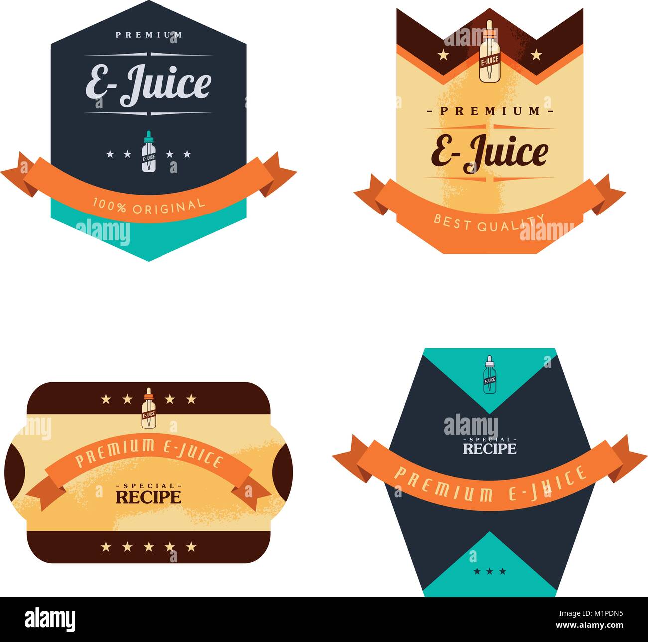 personal vaporizer e-cigarette e-juice liquid label badge vector art ...