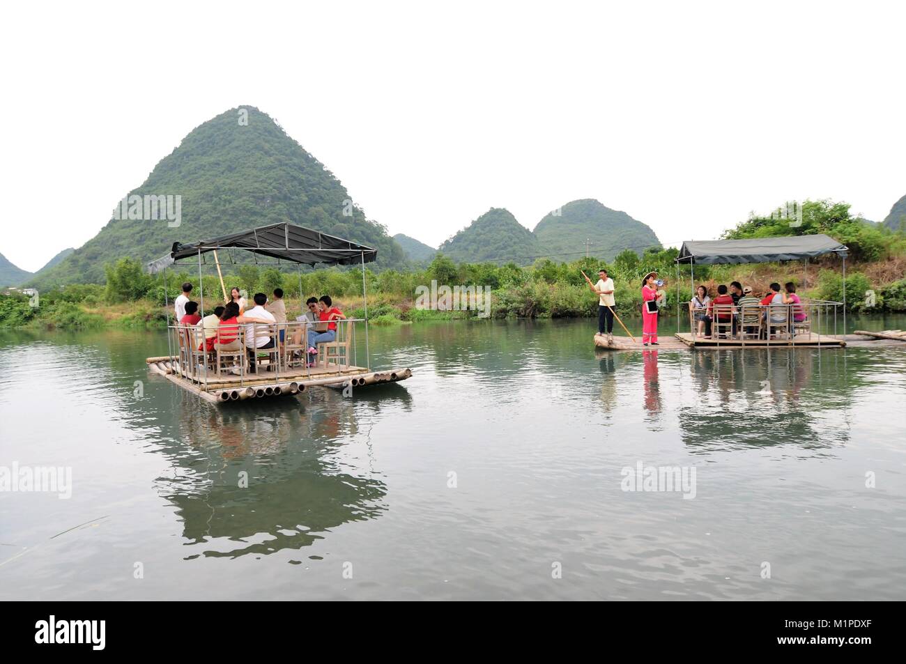Shot of beautiful landscape & ancient building beside canal & river in ...