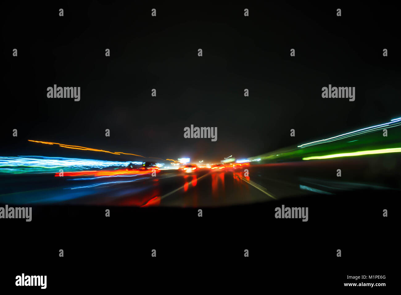 Vibrant traffic light trails hi-res stock photography and images - Alamy