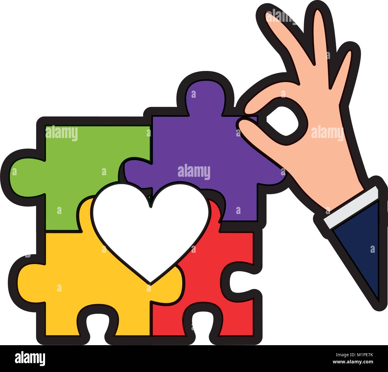 puzzle pieces heart love with hand icon image Stock Vector Image & Art ...